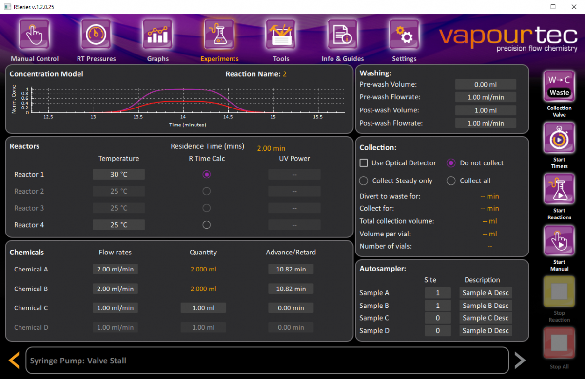 R-Series software - experiment editor - Vapourtec